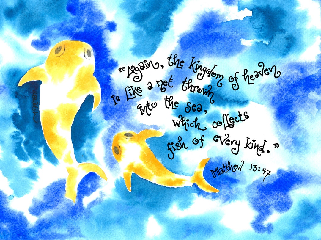 Hymn Art - Koi Fish Watercolor With THREE Christian Verse/text Options ...