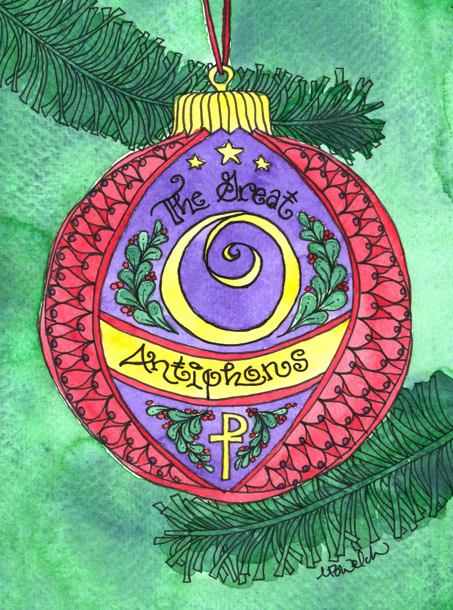 O Antiphons Christmas Ornament Illustrations With O Come, O Come ...