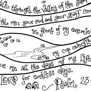 Psalm 23 Coloring Page for Grownups! Christian Art, the Lord is My ...