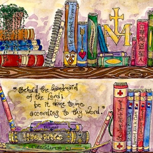 Bookshelf of Catholic Saints, Women in Education, Teacher Gift ...