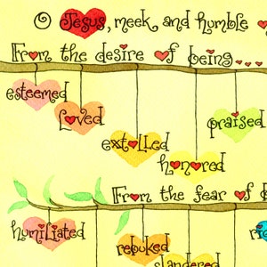 Litany of Humilty PRINTABLE With Rainbow Hearts, Last Minute Gift ...