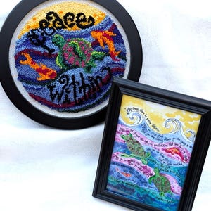 Sea Turtle DIGITAL PDF Pattern for Punch Needle, Embroidery; BUNDLE With 5x7 Printable ...