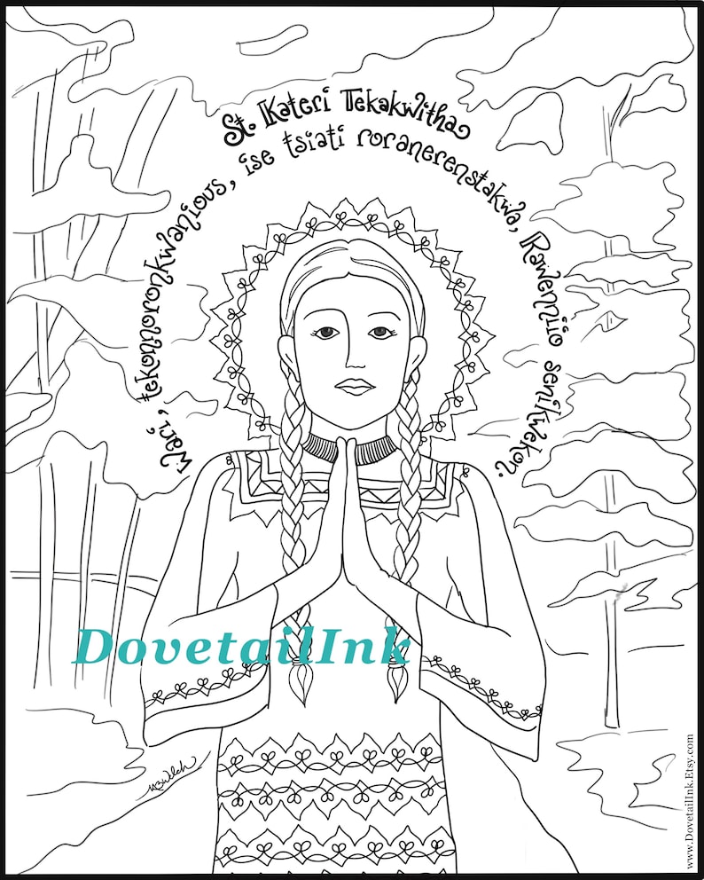 Saint Kateri Tekakwitha COLORING PAGE Printable; Lily of the Mohawks ...