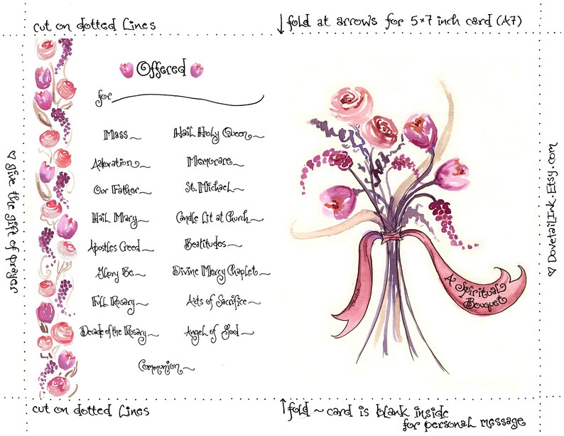 Spiritual Bouquet PRINTABLE Card Catholic Gift From Group | Etsy