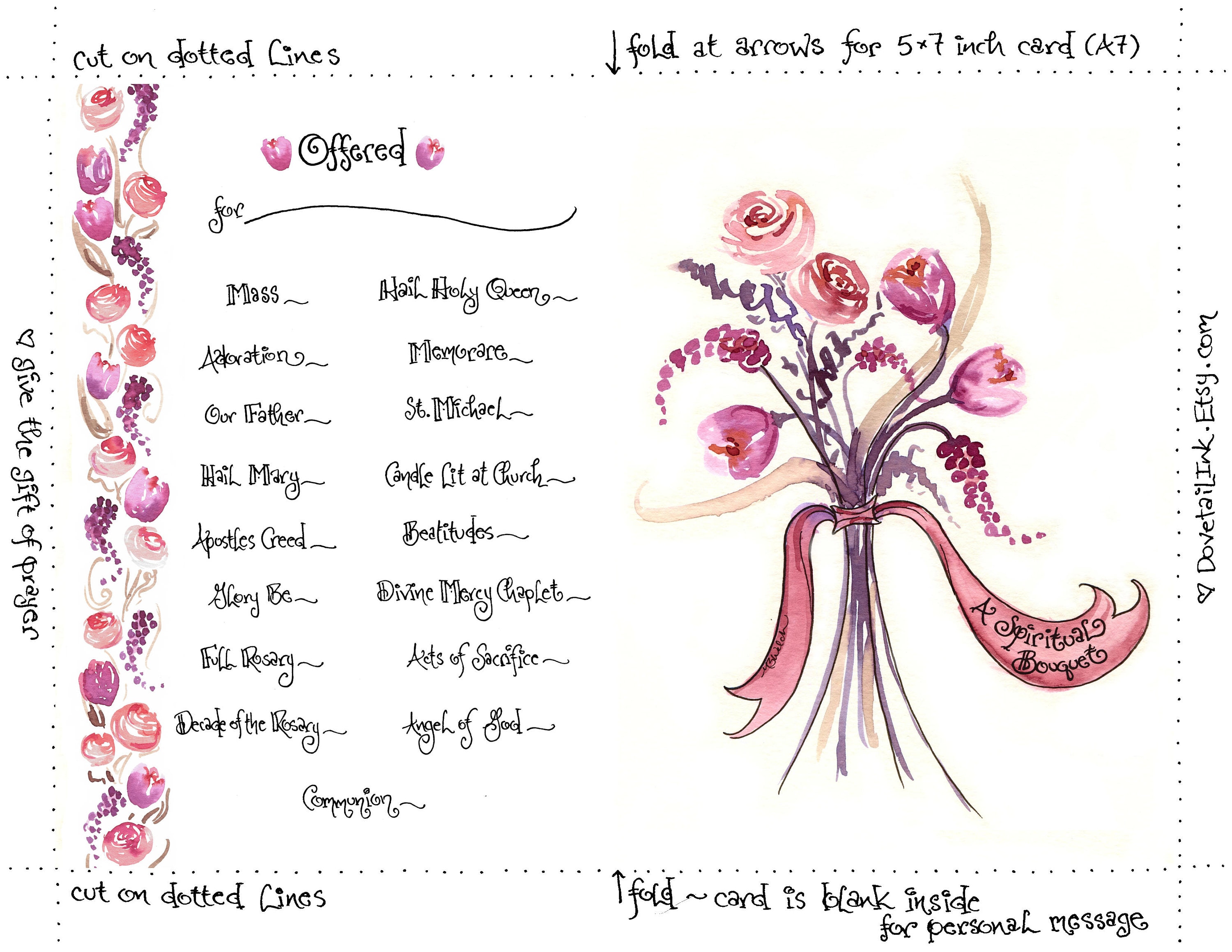 Spiritual Bouquet PRINTABLE Card Catholic Gift From Group | Etsy