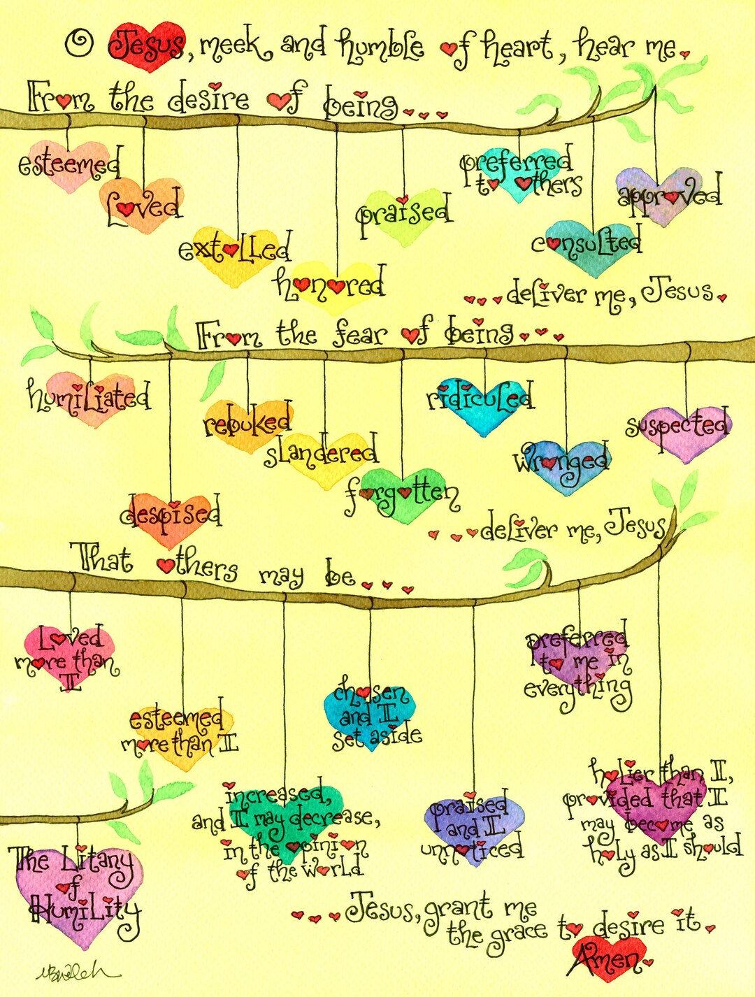 Litany of Humilty With Rainbow Heart, Personalized Gift; Confirmation ...