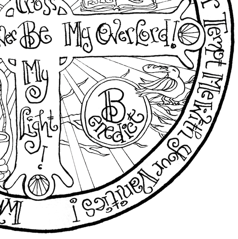 Printable Saint Benedict's Medal Catholic Coloring Page | Etsy
