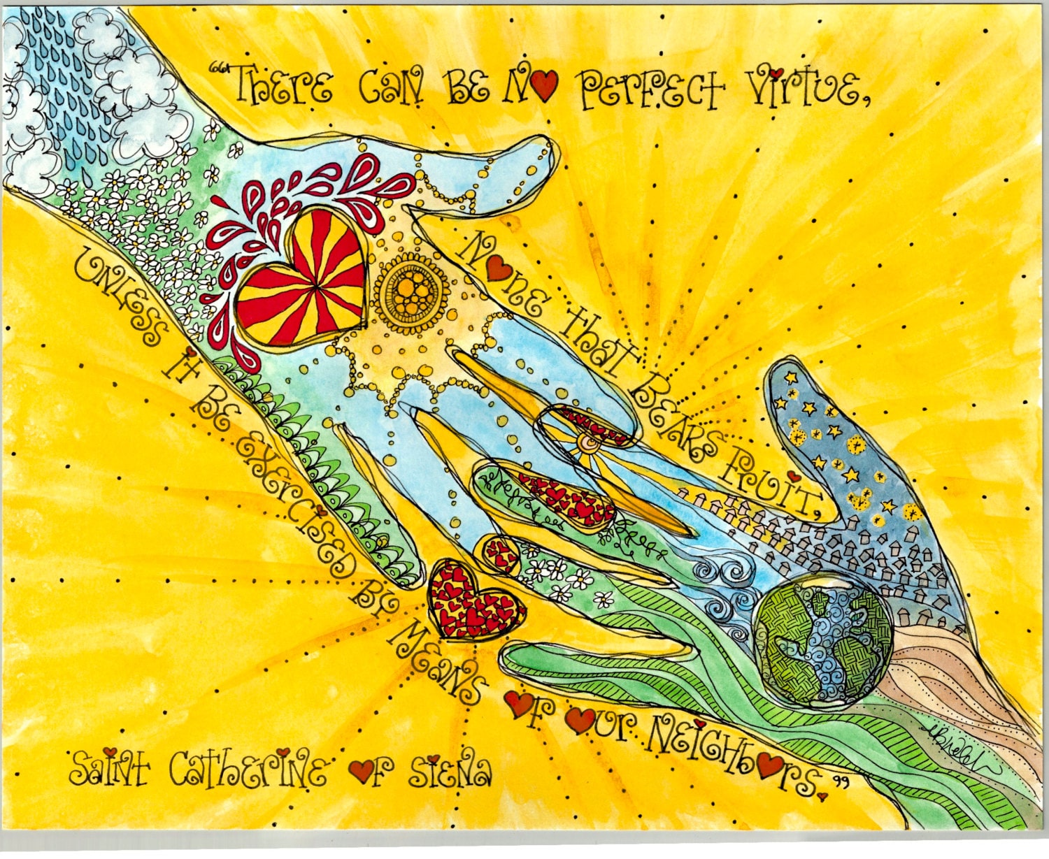 St Catherine of Siena Quote Illustration 11x14 or 8x10 art | Etsy