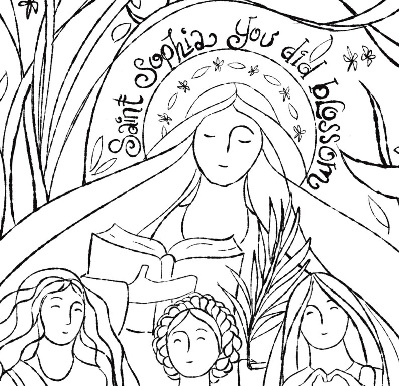 St Sophia COLORING PAGE With Daughters Faith, Hope & Charity ...