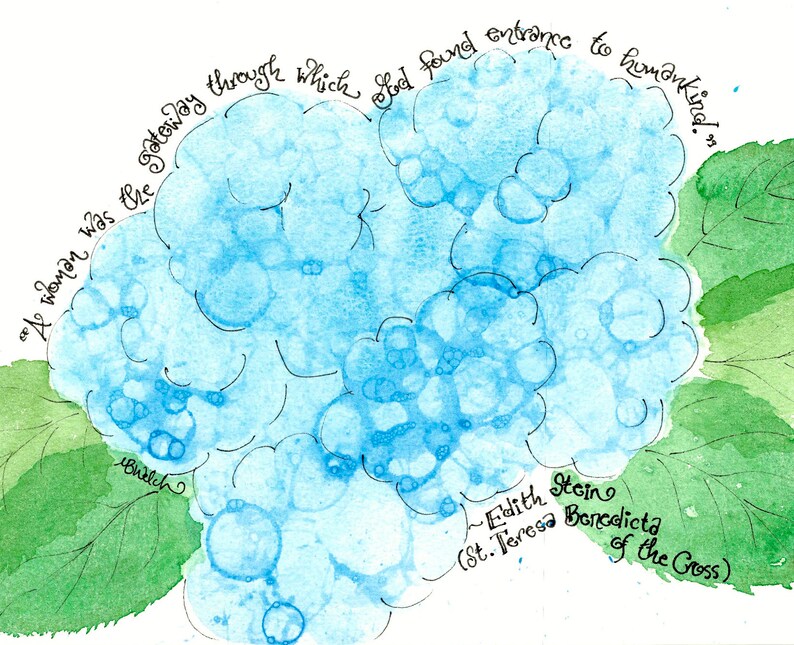 Hydrangea Notecards With Mothering Saint Quotes Christmas | Etsy