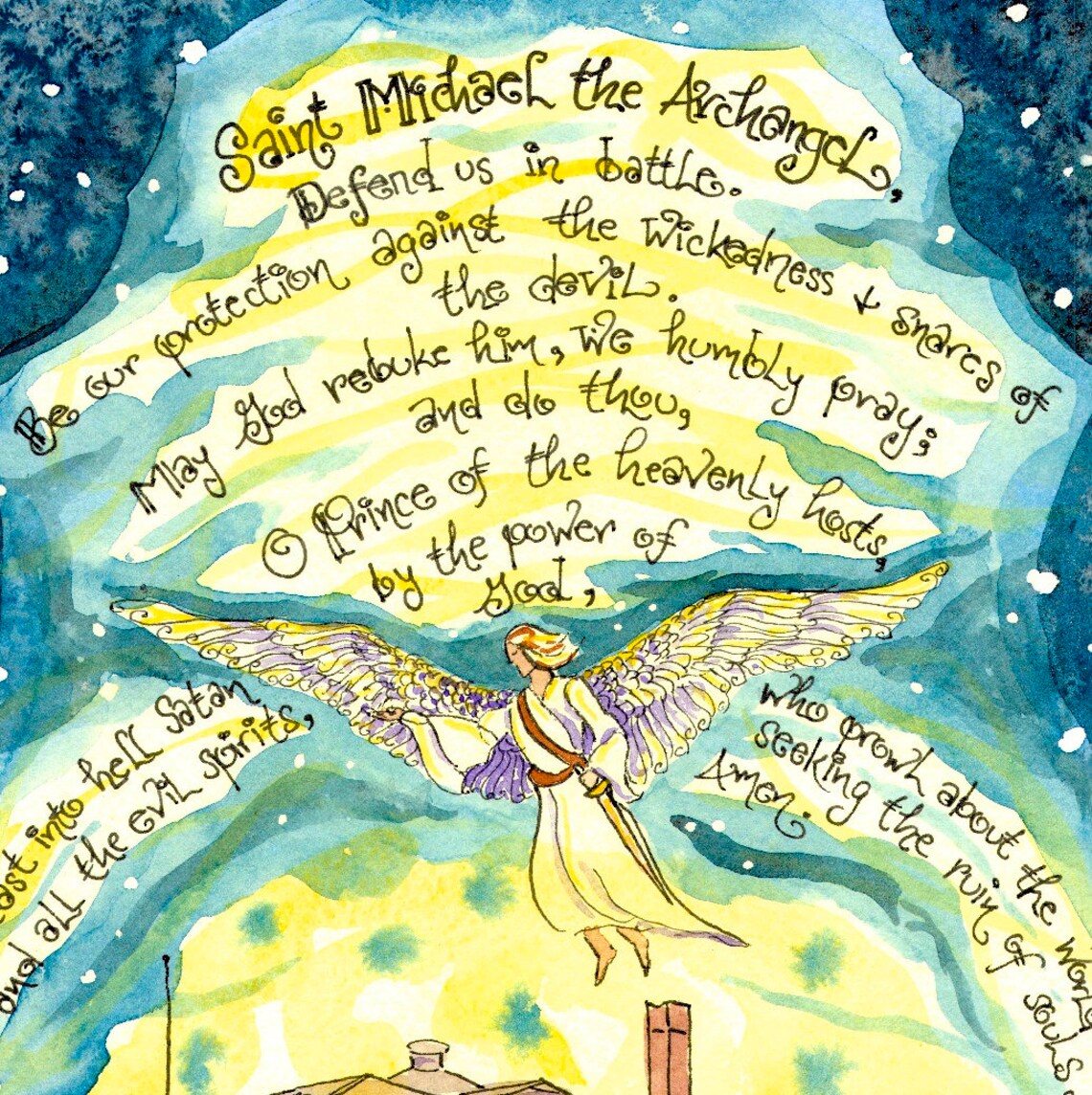 St Michael the Archangel Catholic School Prayer Art, Personalized Gift ...