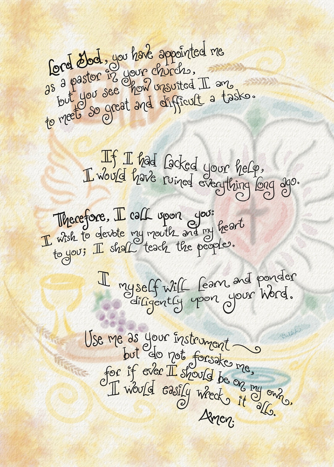 Luther's Sacristy Prayer - Personalized Gift for Ordination, Lutheran ...