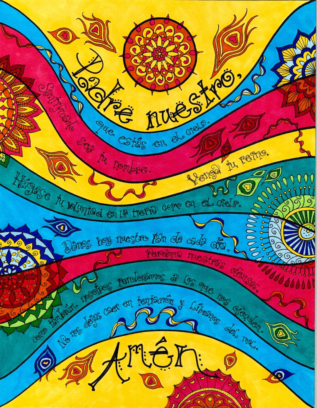 Padre Nuestro Art Print, Our Father in Spanish; Personalized Gift ...