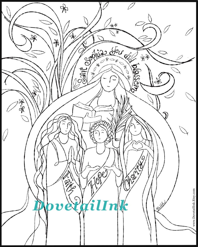 St Sophia COLORING PAGE With Daughters Faith, Hope & Charity ...
