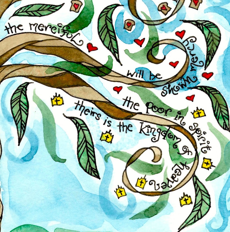 Beatitudes Tree Scripture Art, Personalized Gift; Matthew 5 3-10 ...