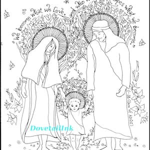 Printable Holy Family Coloring Page With St Clare Quote - Catholic ...