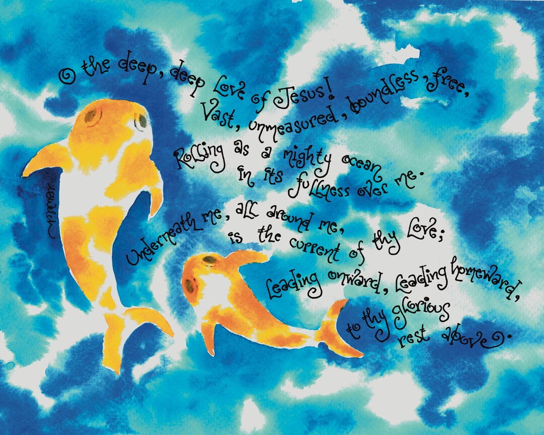 Hymn Art PRINTABLE Koi Fish Watercolor With THREE Christian Verse/text ...