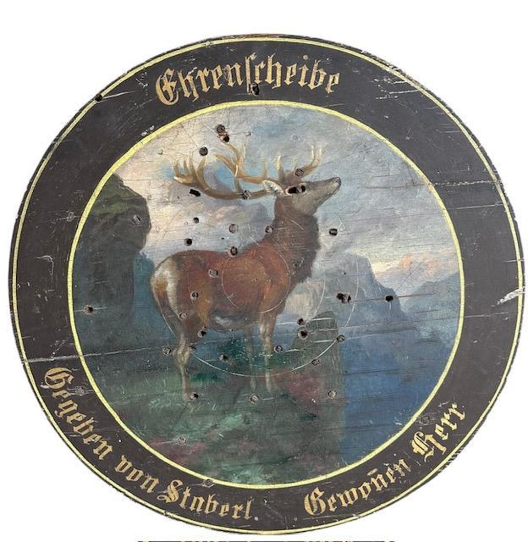 German Shooting Target Hand Painted Circa 1908 With Bullet Holes - Etsy