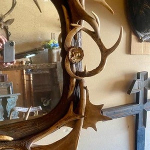 Large Antique German Antler Mirror - Etsy