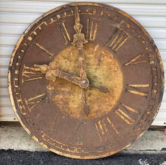 Antique Large European Clock Tower Face With Hands 41 Inches D | Etsy