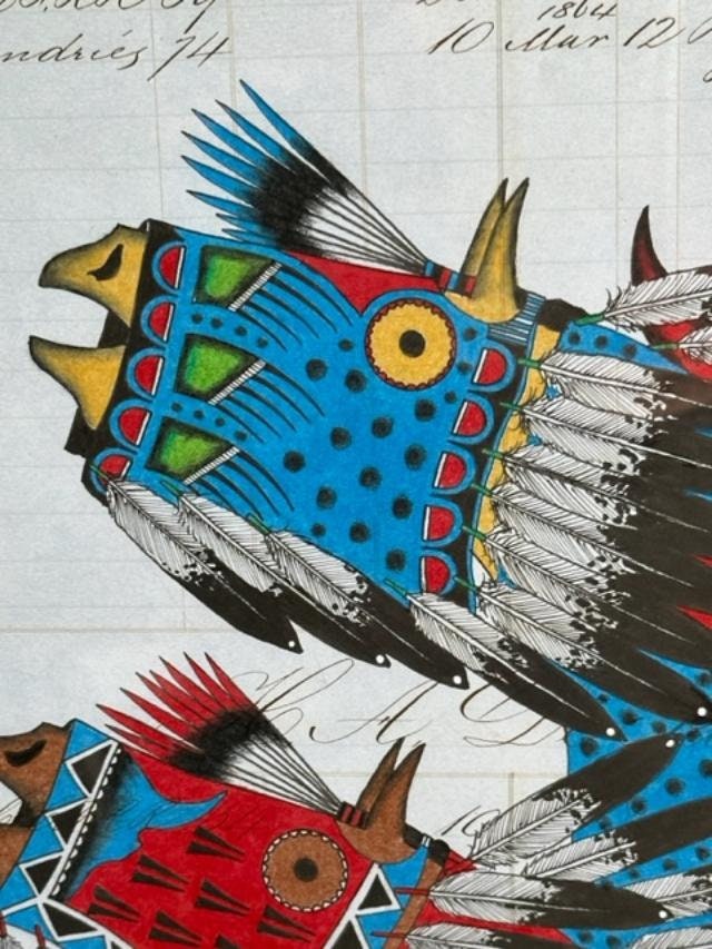 Native American Ledger Drawing Circa 1863 - Etsy