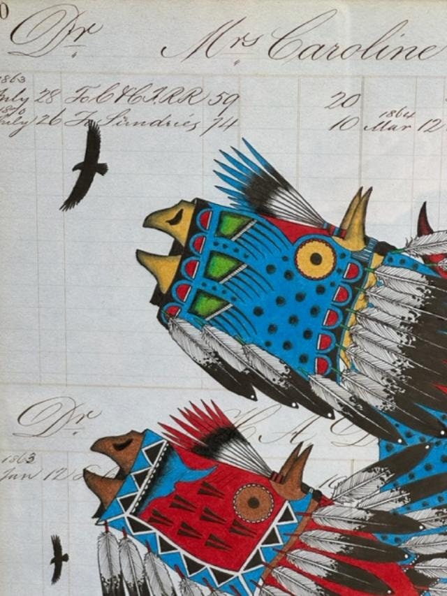 Native American Ledger Drawing Circa 1863 - Etsy