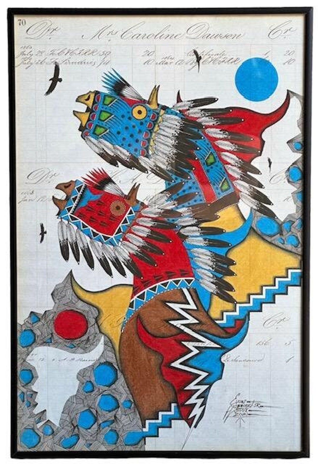 Native American Ledger Drawing Circa 1863 - Etsy