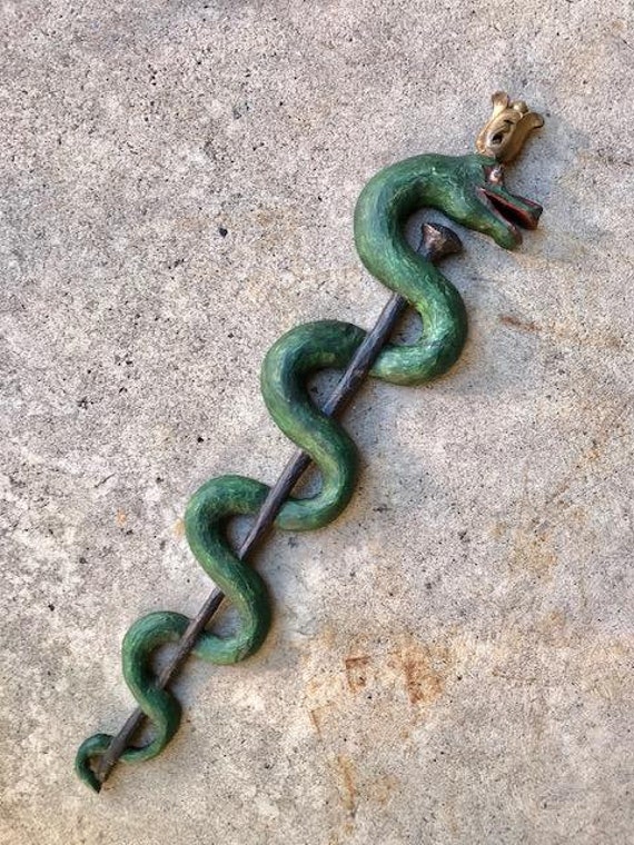 Rod of Asclepius Wood Carved Snake - Etsy