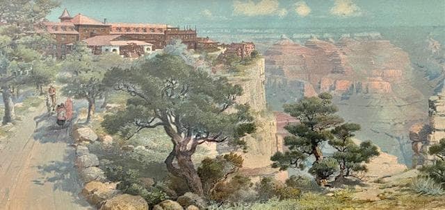 Louis Akin 1906 Chromolithograph el Tovar Hotel Grand Canyon Original ...