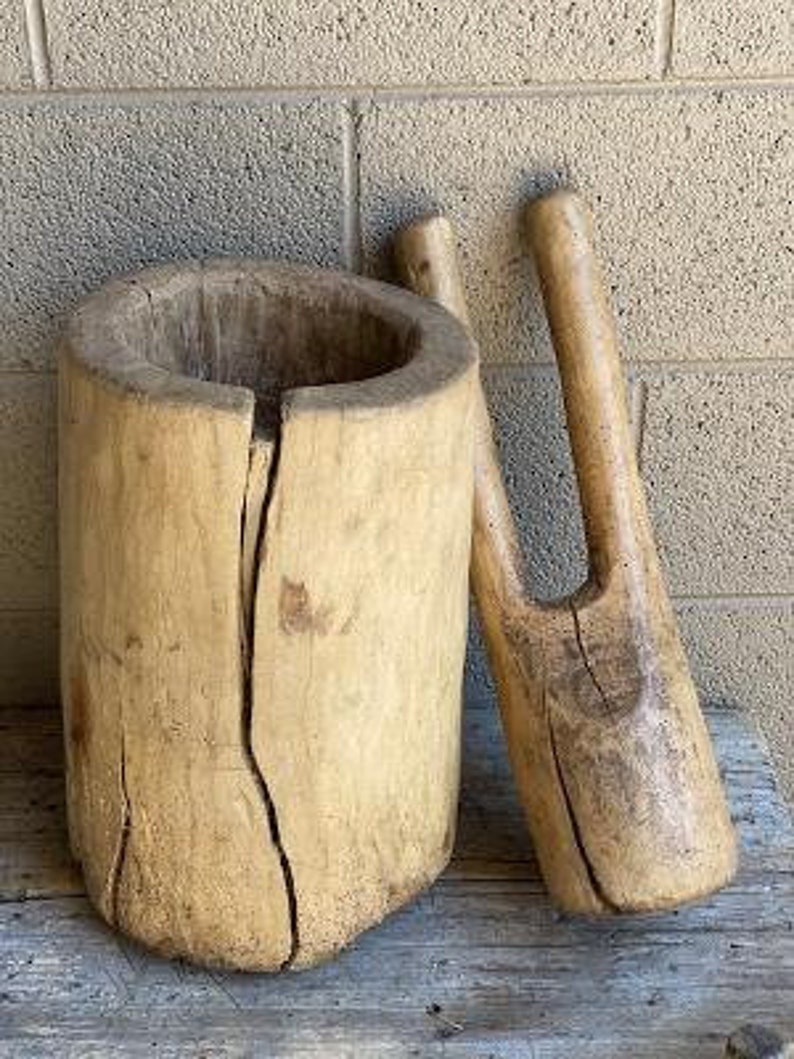 Primitive Wood Mortar and Pestle #2 Europe Sculpture - Etsy