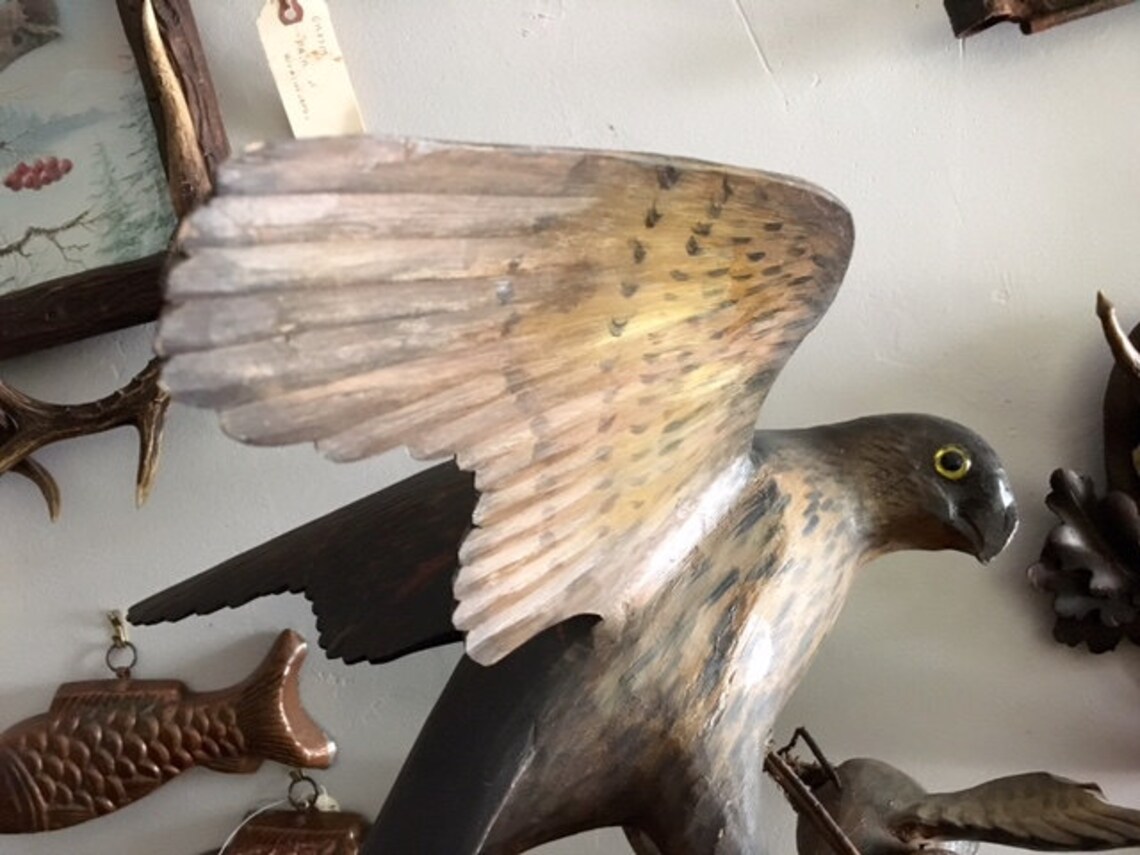 Wood Carved Hawk With Prey Austrian Carving Folk Art - Etsy