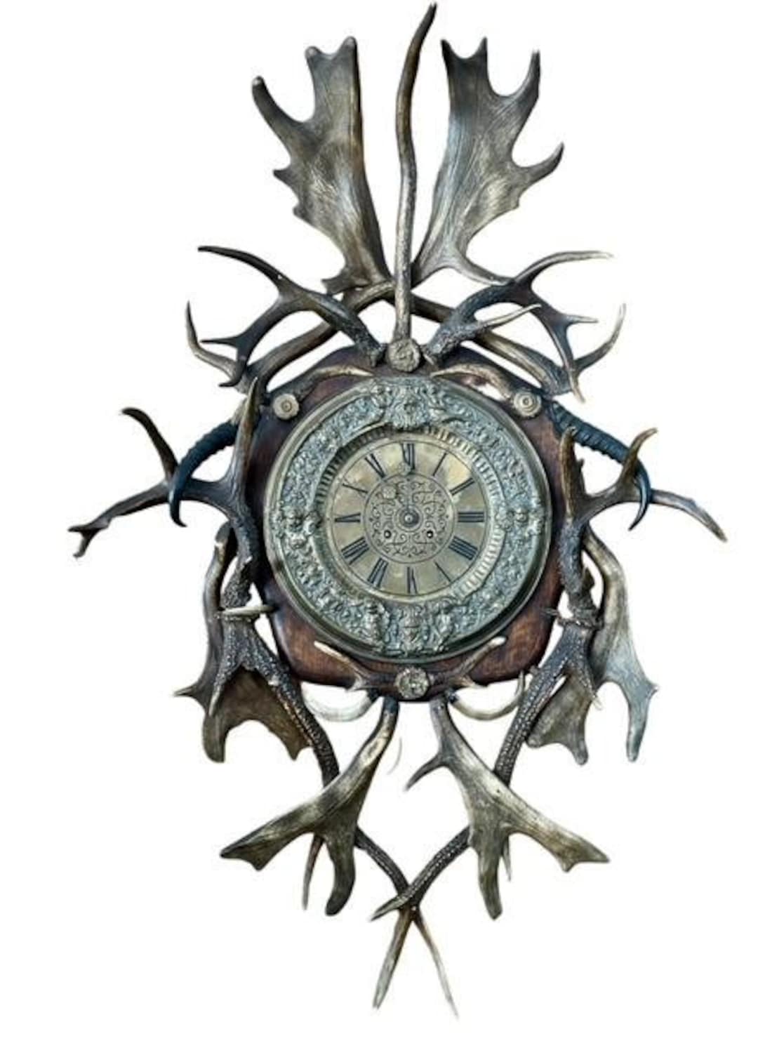 Black Forest Antler Clock Antique Carved Rosettes - Etsy