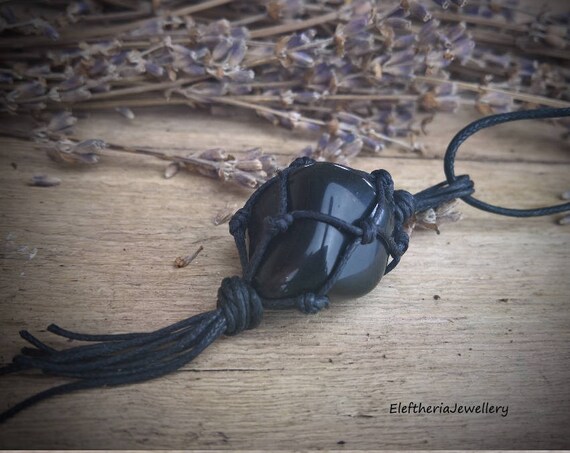 Obsidian necklace. Obsidian jewellery. Sheen obsidian. Stone | Etsy