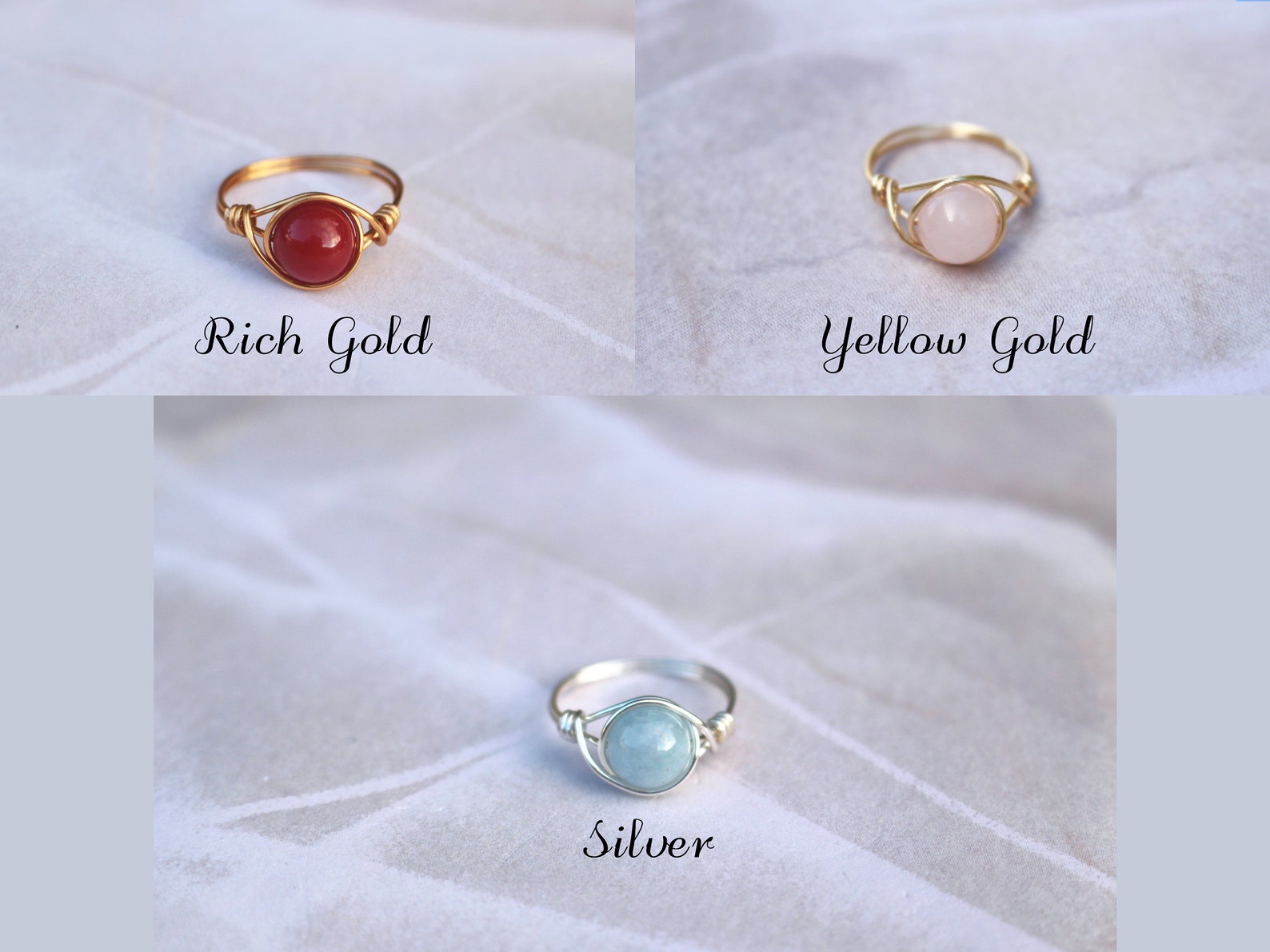 Quartzite Ring, Agate Ring, Orange Stone Ring, Dainty Gold Ring, Wire ...