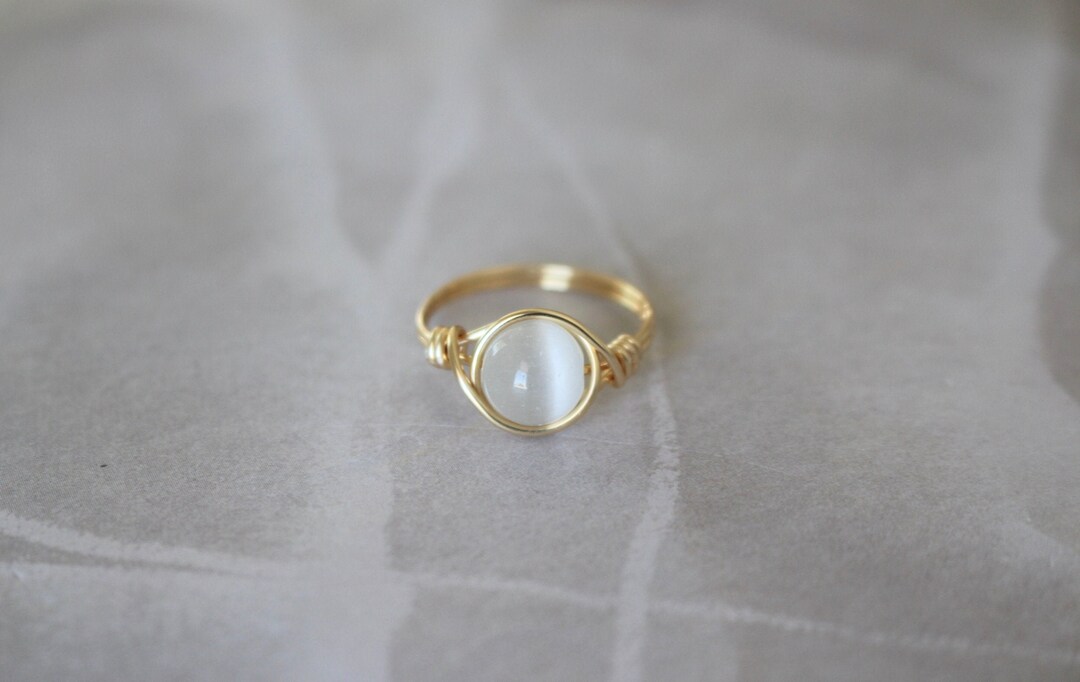 Selenite Ring, Selenite Wire Ring, Wire Wrapped Ring, Gold Wire Ring ...