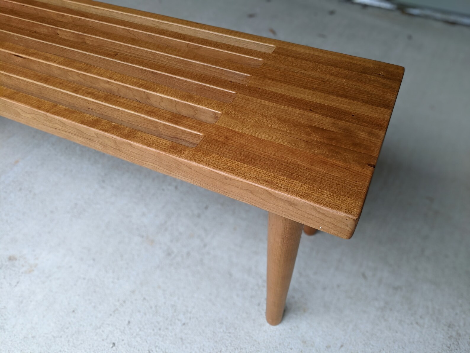 The Nelson Bench With Wood Legs Slatted Bench free - Etsy