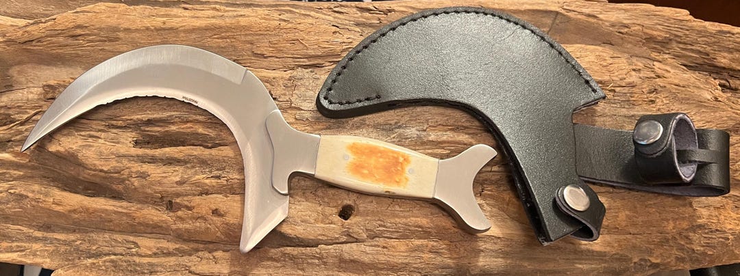 Mooncrest Sickle Knife Boline Bone Handle Scythe Leather Sheath - Etsy