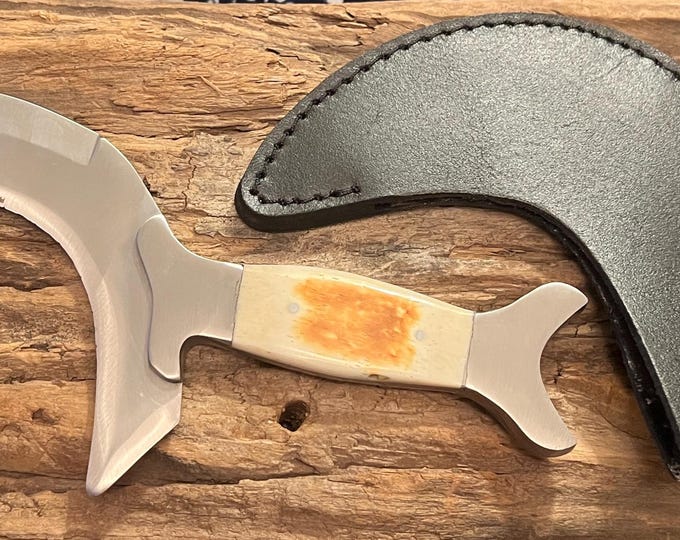 Mooncrest Sickle Knife Boline Bone Handle Scythe Leather Sheath - Etsy