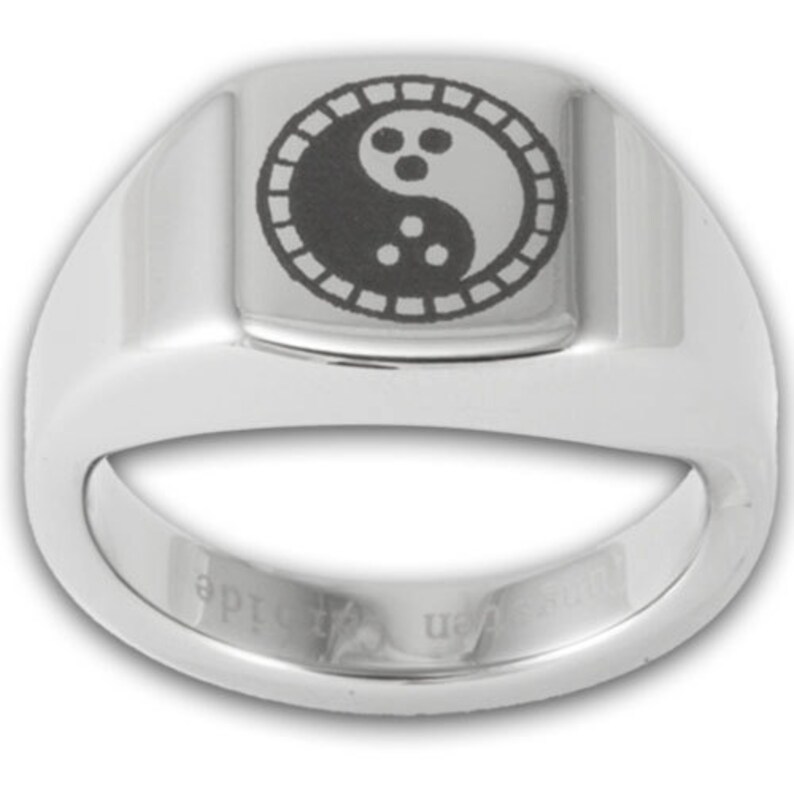 Dudeism Tungsten Signet Ring Laser Engraved Dudeism Symbol - Etsy