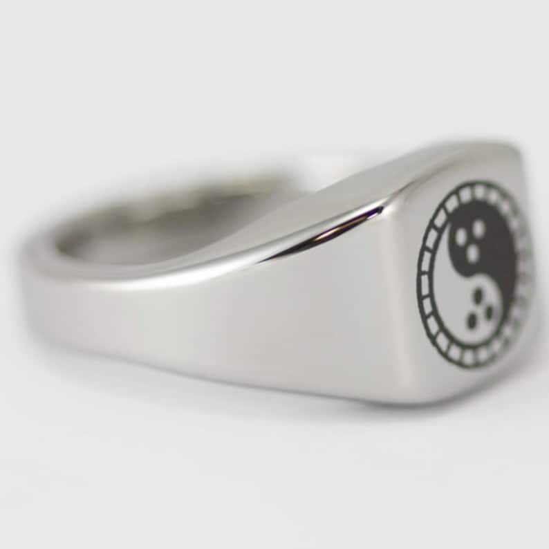Dudeism Tungsten Signet Ring Laser Engraved Dudeism Symbol - Etsy