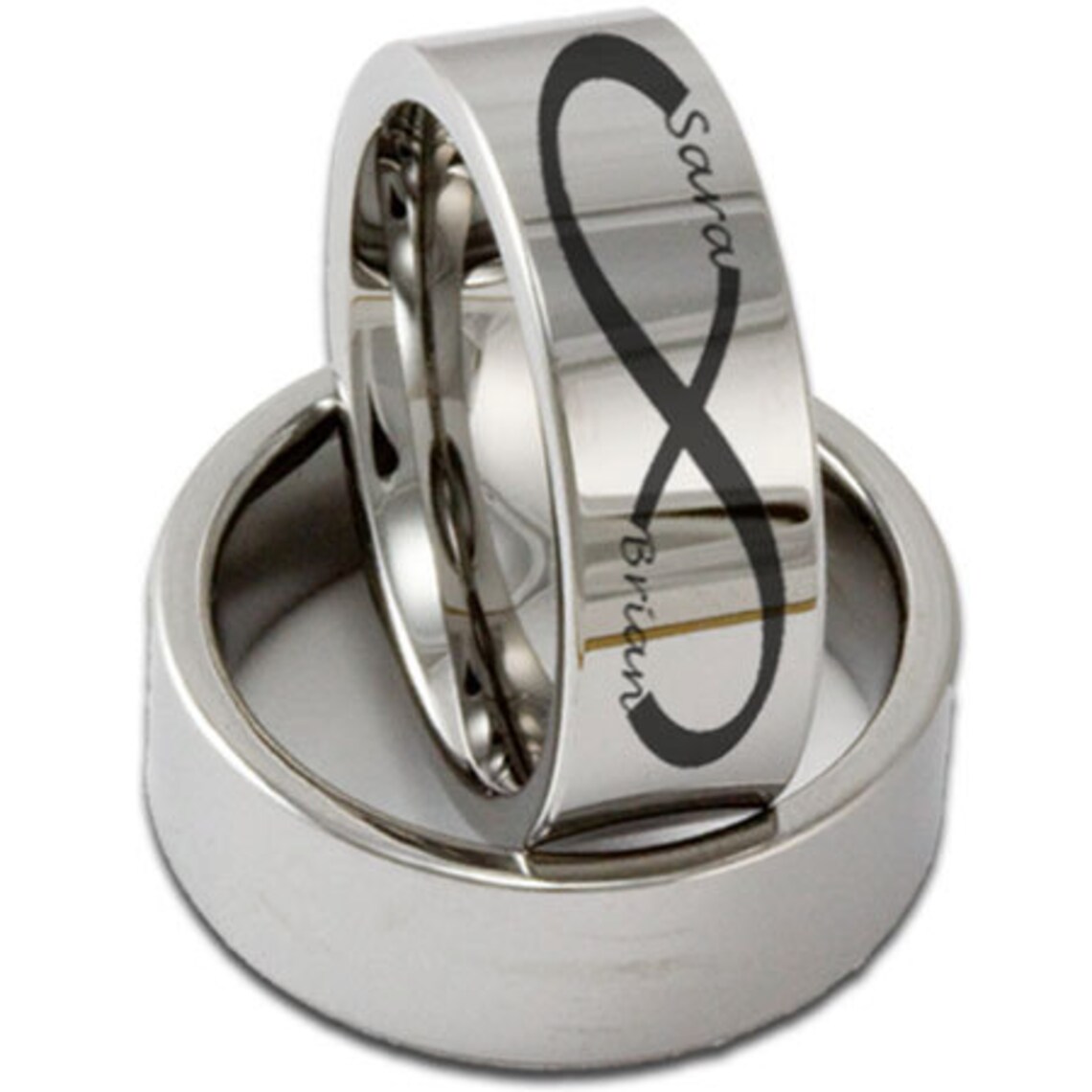8MM Wide Custom Infinity Symbol Tungsten Ring W/ Two Name - Etsy