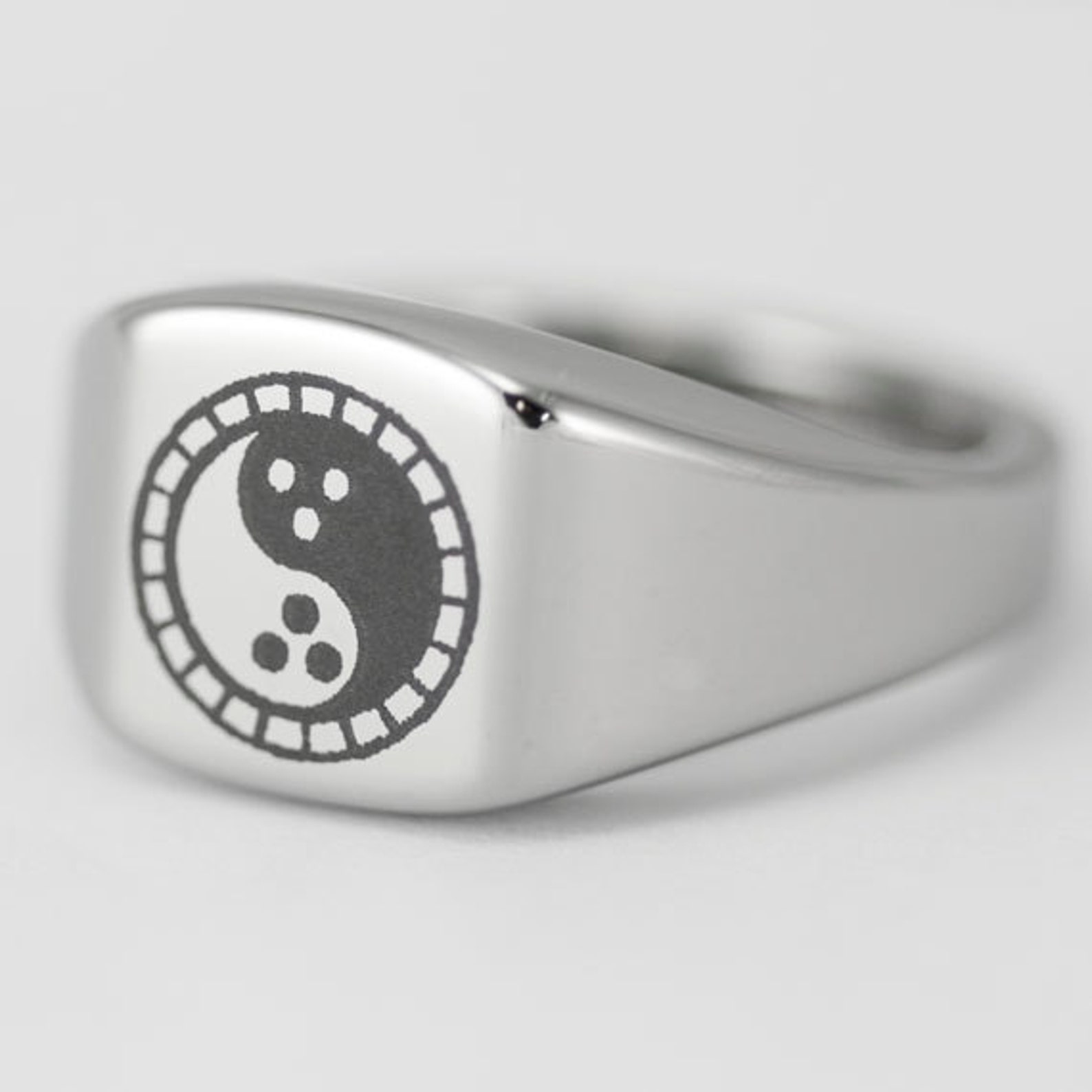 Dudeism Tungsten Signet Ring Laser Engraved Dudeism Symbol - Etsy
