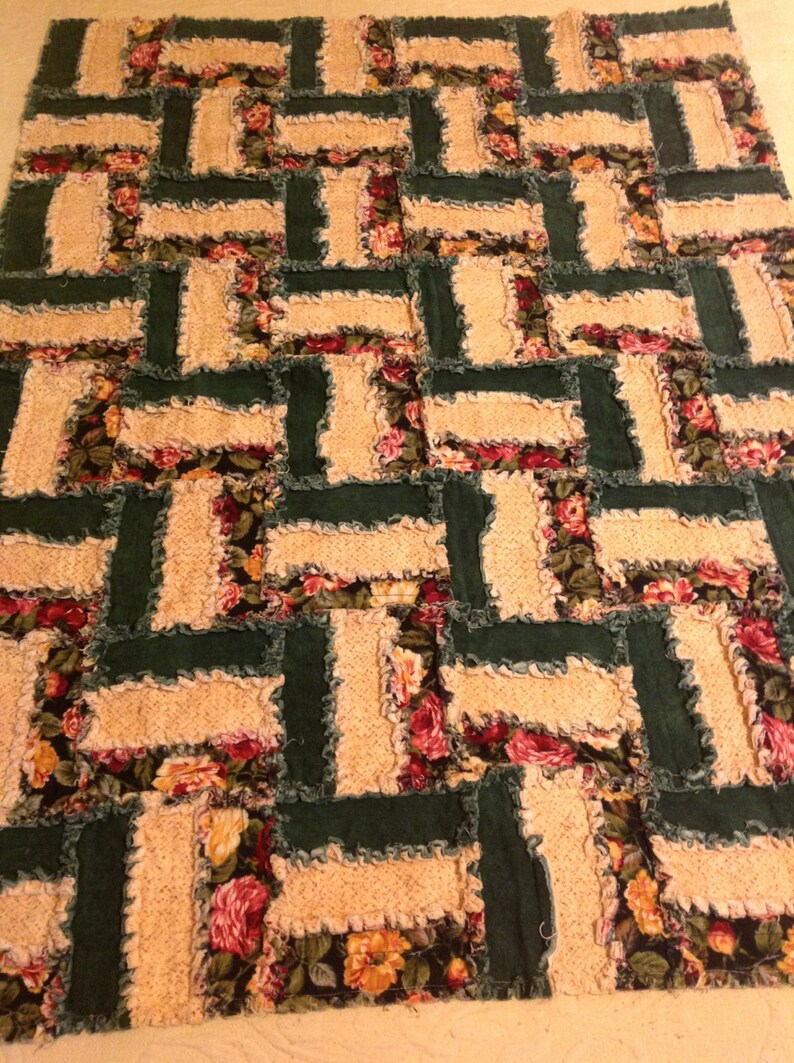 Flannel Fray Floral Quilt - Etsy