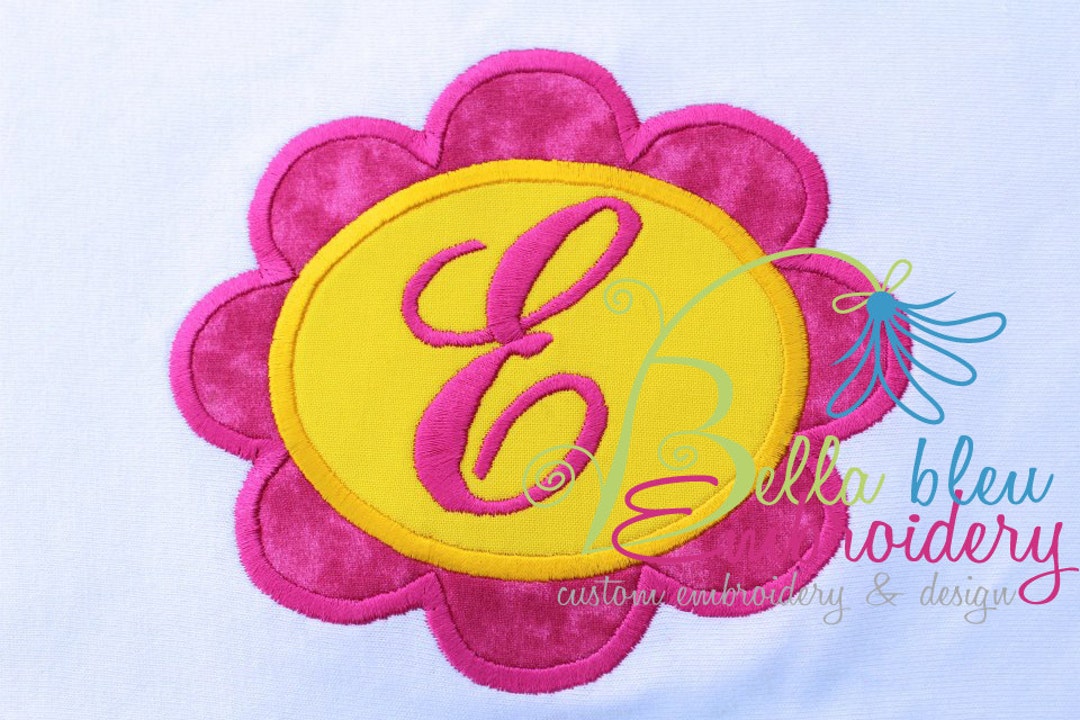 Flower Button Applique Embroidery Designs Design Monogram - Etsy