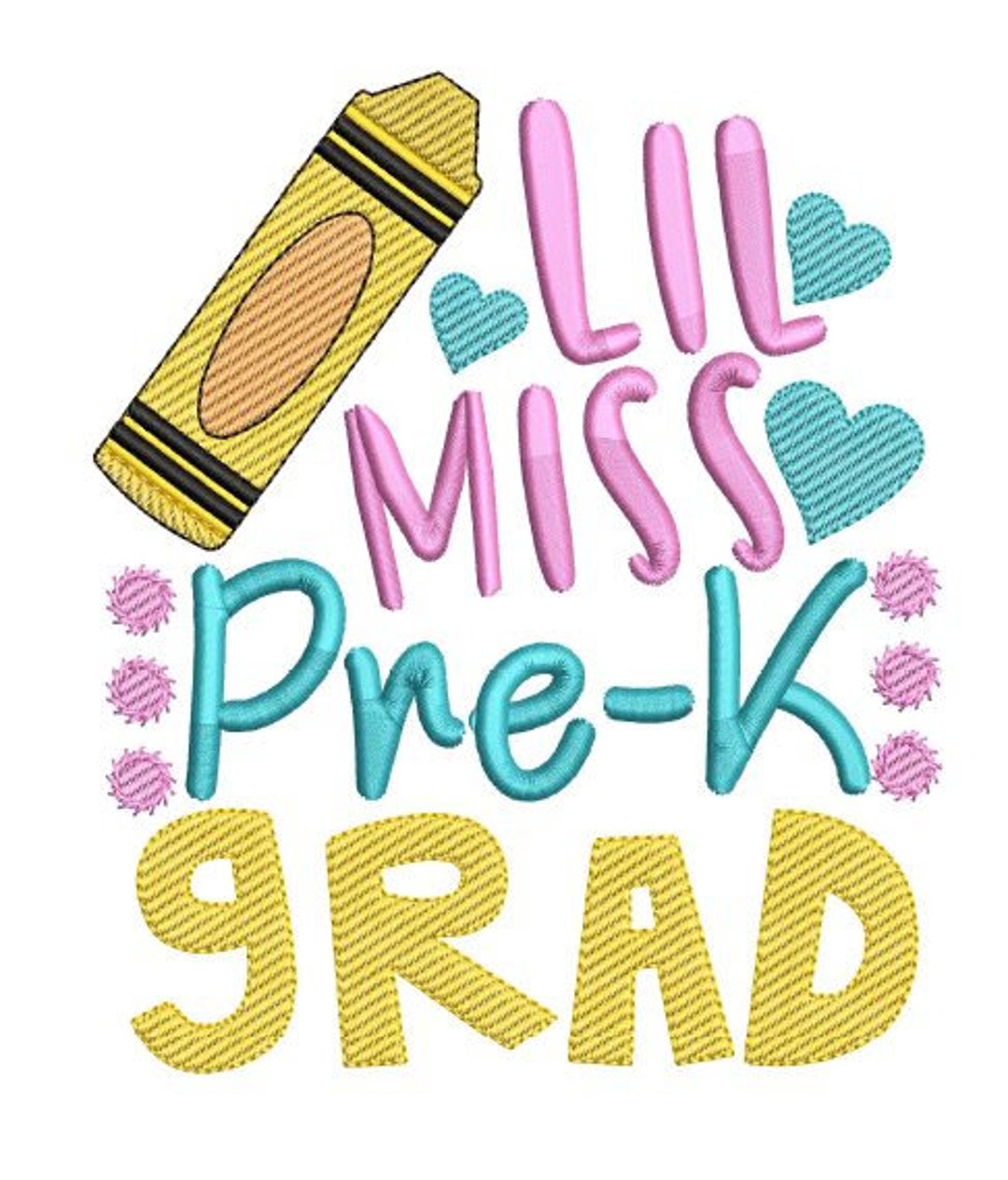 Graduation Sketchy Embroidery Design - Lil Miss Pre-k Grad Sketchy ...