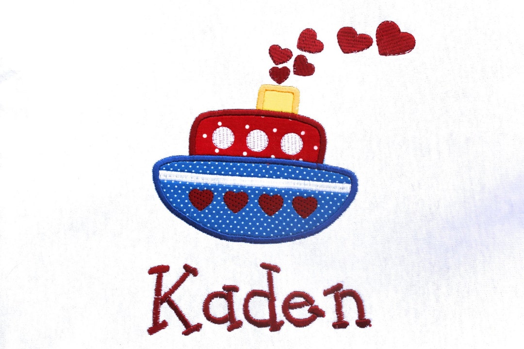 Valentine Tug Boat Applique Embroidery Designs Design Monogram - Etsy