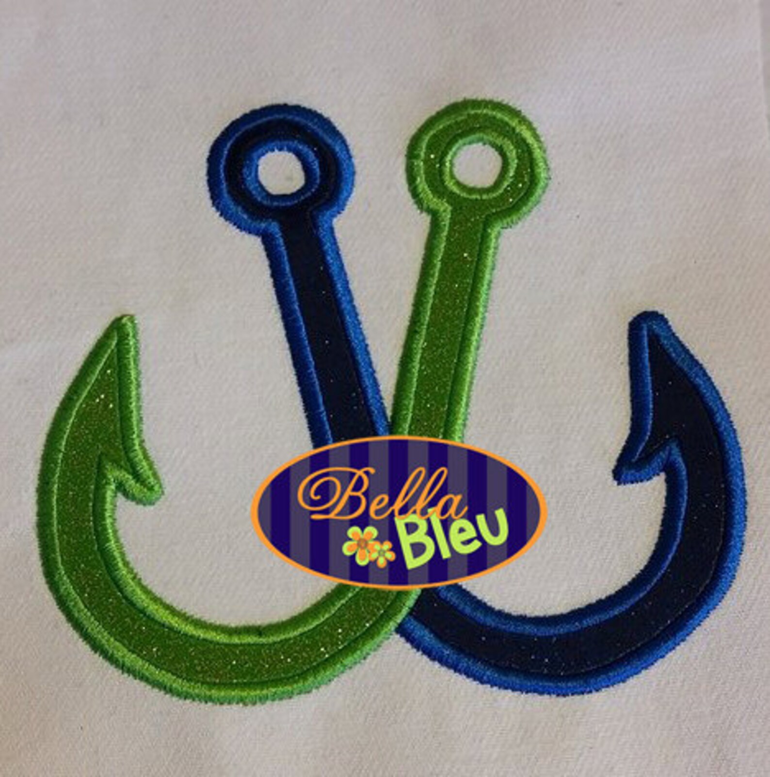 Wedding Got Hooked or Fishing Fish Hooks Applique Machine Embroidery ...
