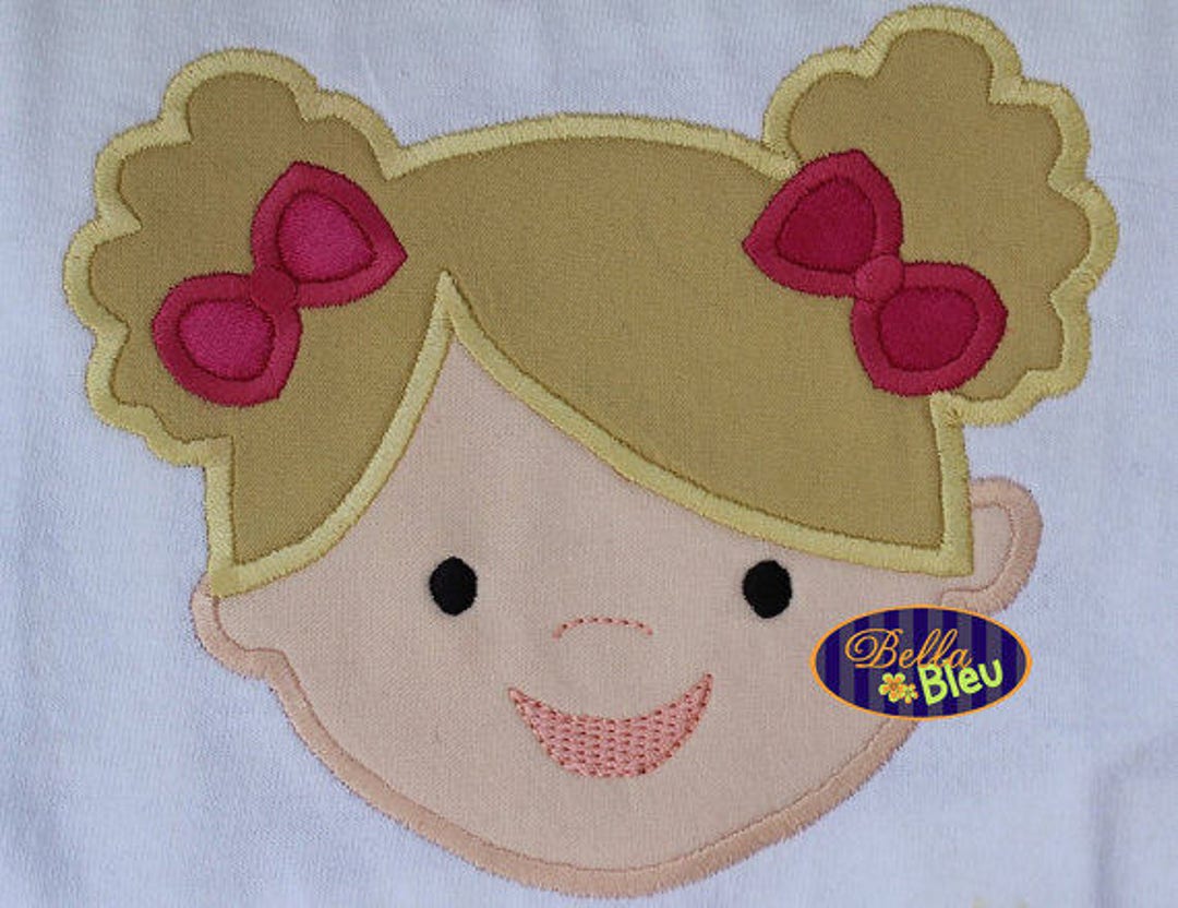 Girl With Pigtails, Girl Face, Machine Applique Embroidery Design - Etsy