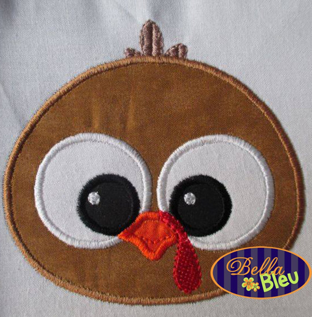 Adorable Thanksgiving Turkey Face Head Machine Applique Embroidery ...