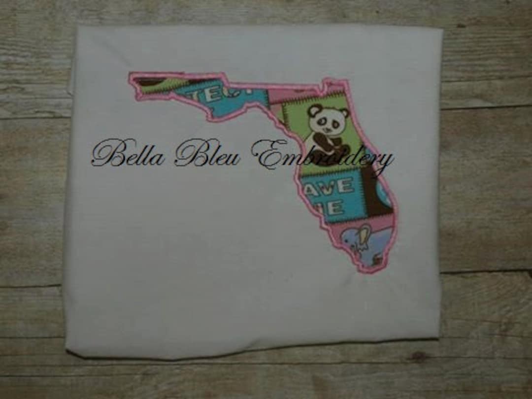 Florida State Applique Embroidery Design Monogram - Etsy